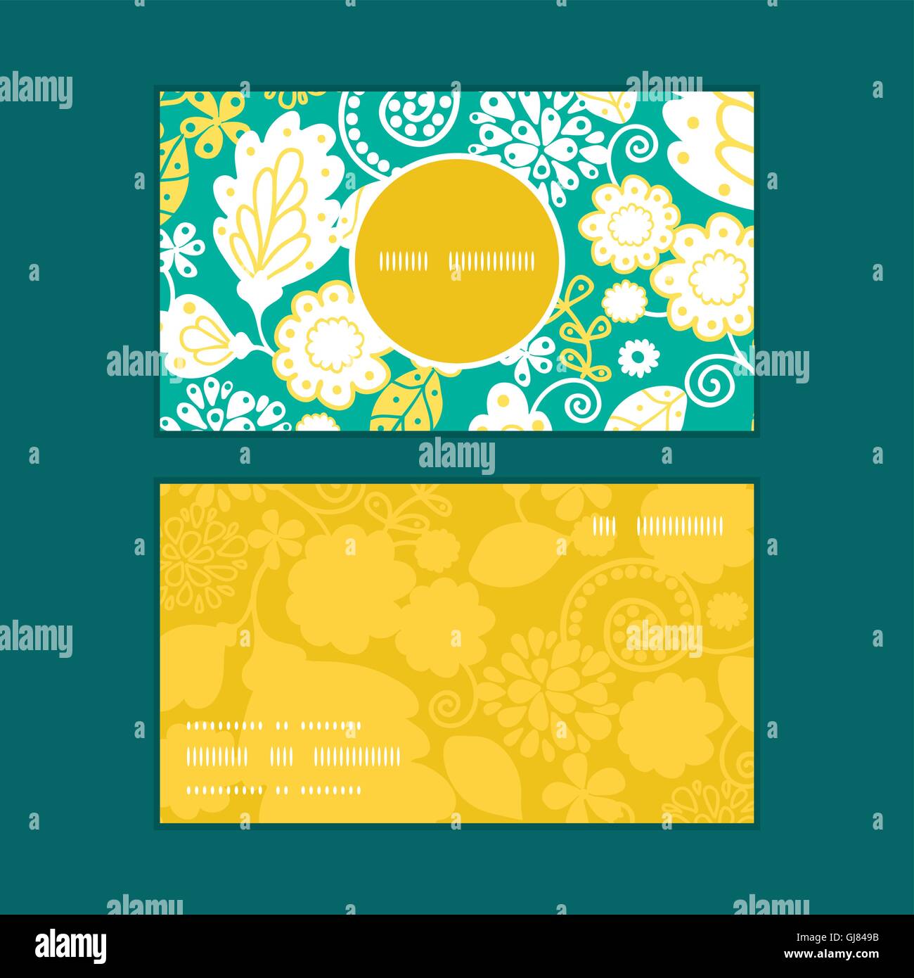 Vector emerald flowerals vertical round frame pattern business c Stock ...