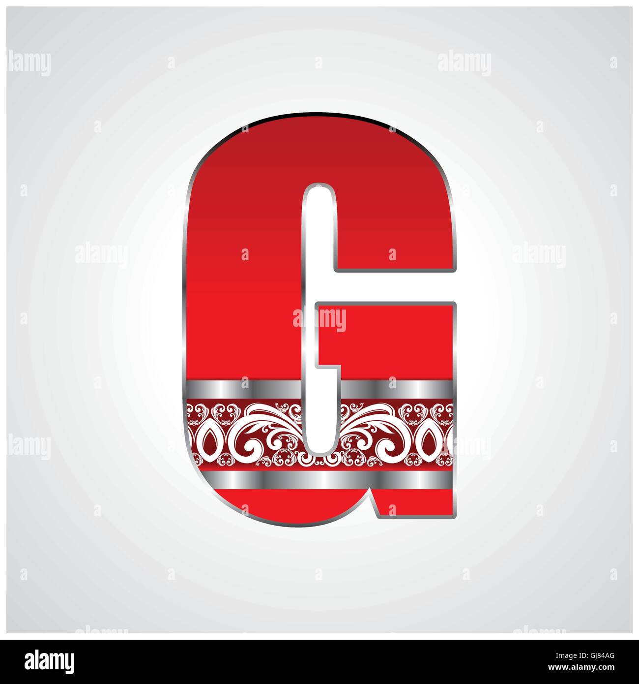 Red Silver Decorative Alphabet Stock Vector Image & Art - Alamy