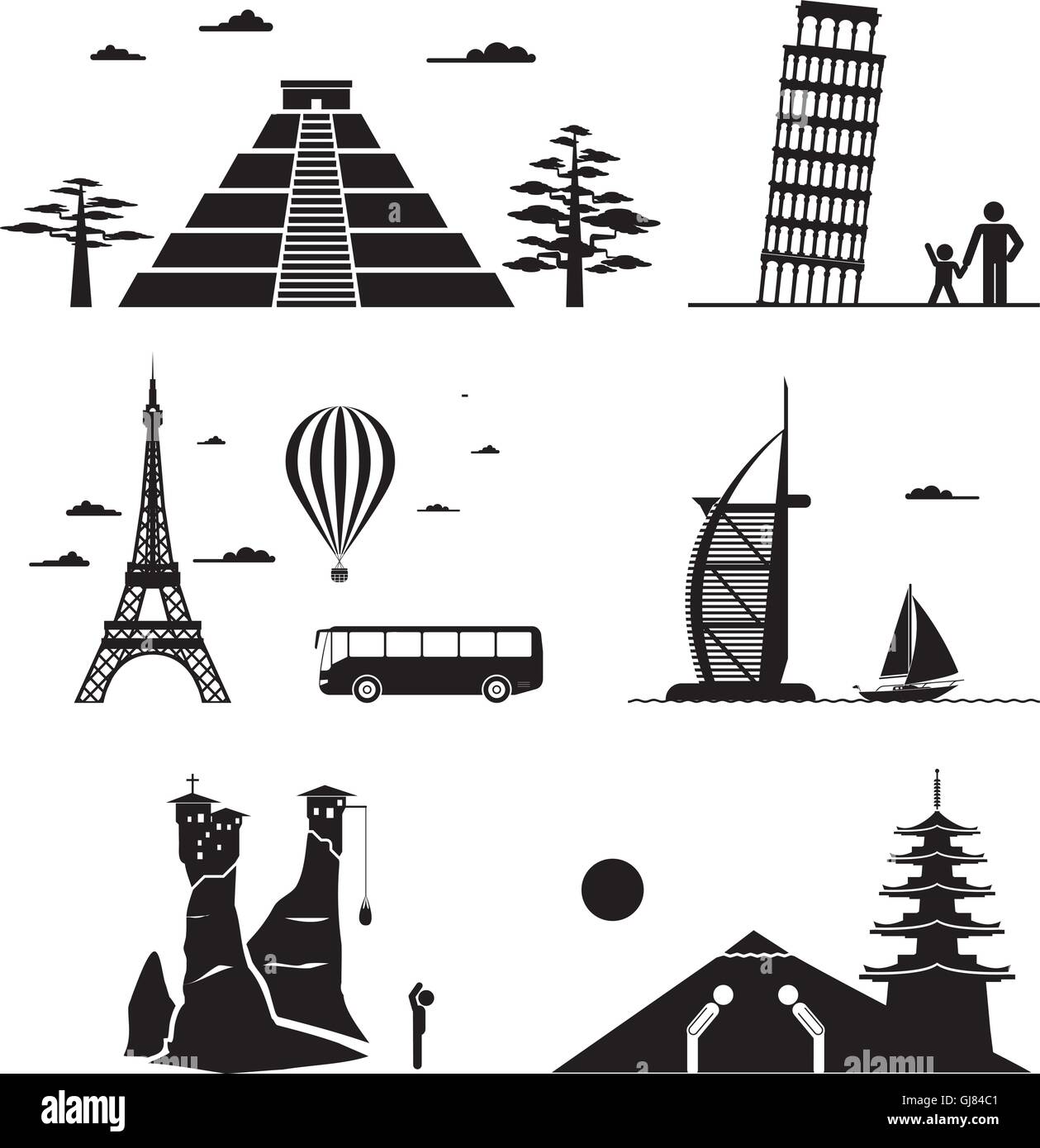 Landmarks travel icon set Stock Vector Images - Alamy