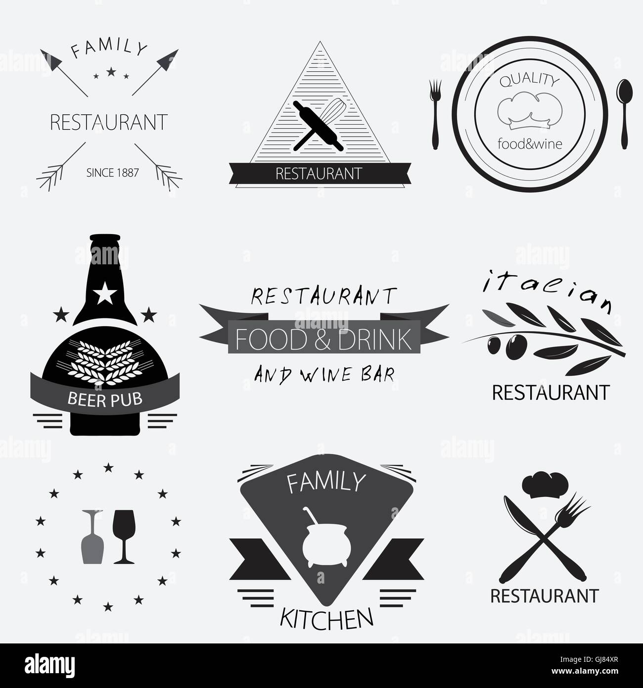 Label, logo or menu design for restaurant or bakery set Stock Vector ...
