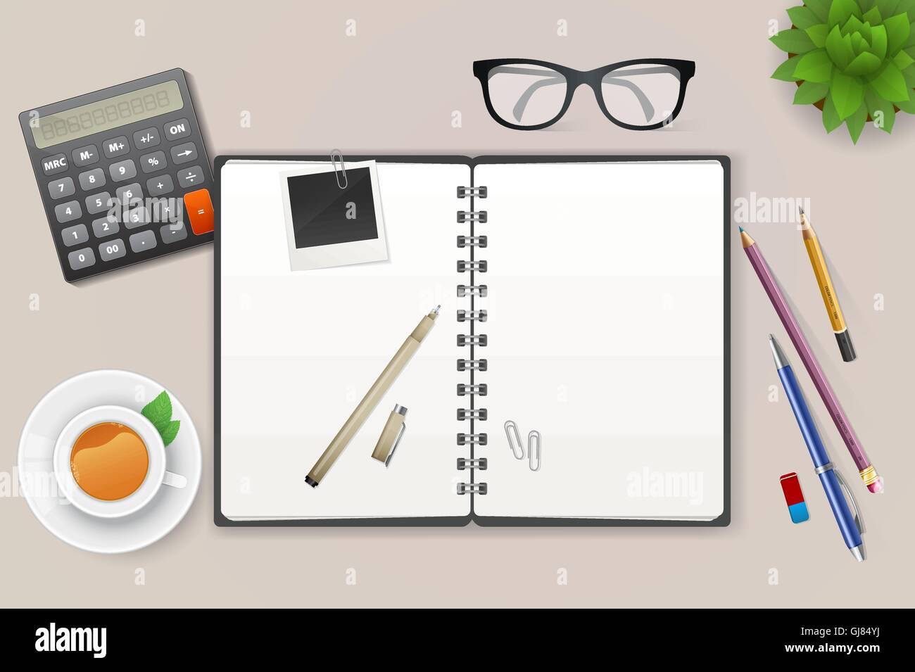 Notebook page desk Stock Vector Images - Alamy