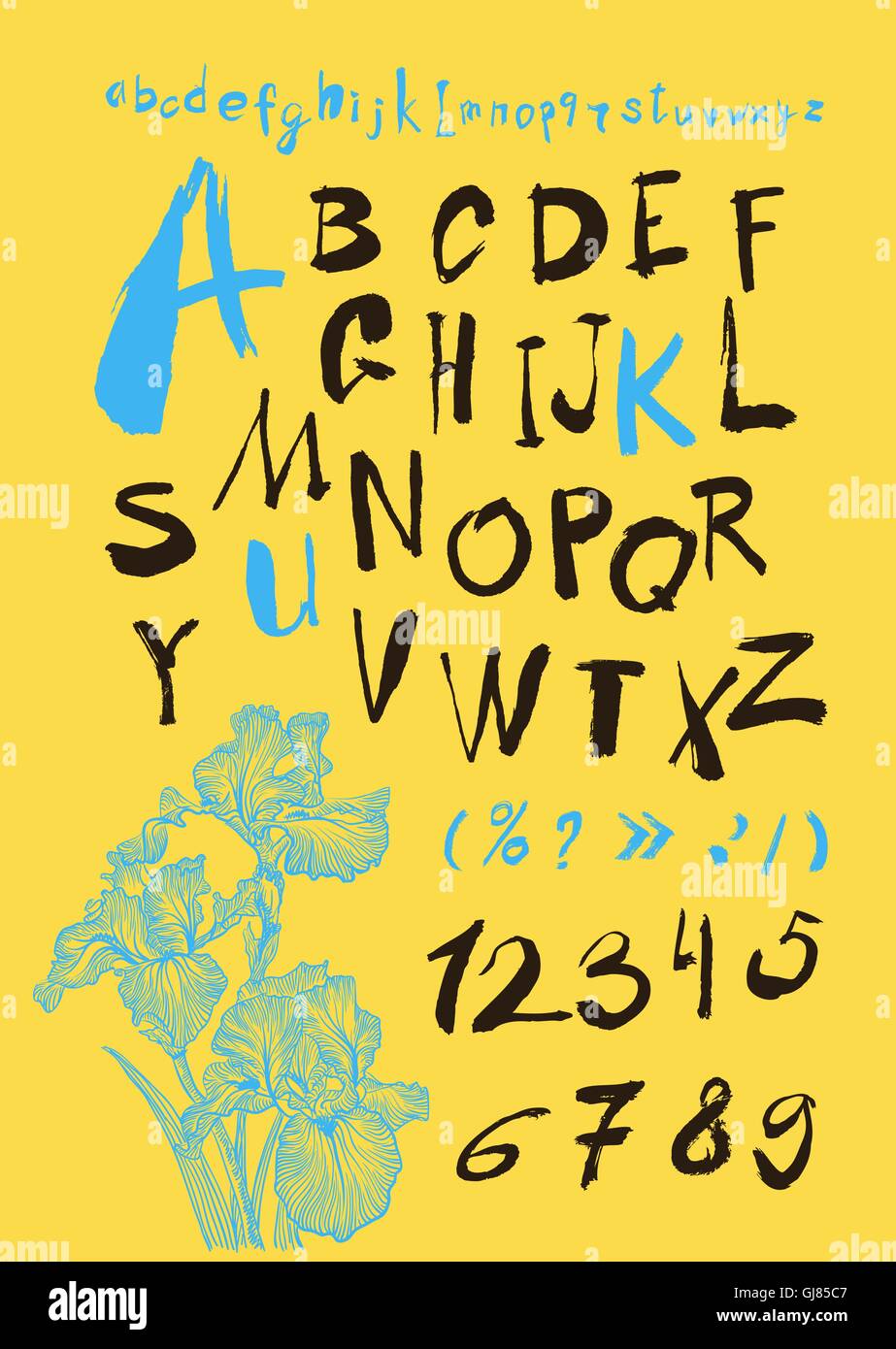 alphabet and numbers hand drawn in vector Stock Vector Image & Art - Alamy