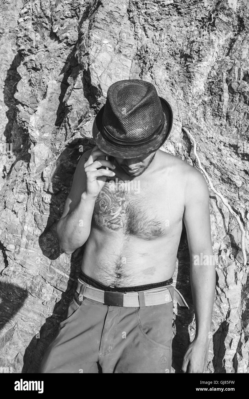 Sad phone man Black and White Stock Photos & Images - Alamy