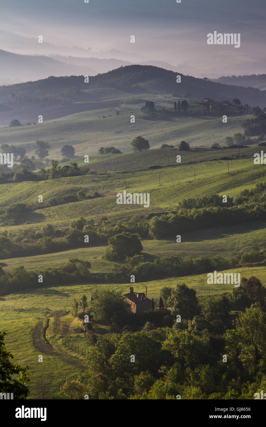 Guardistallo, Tuscany, Italy, view from the hill of Ricrio, landscape ...