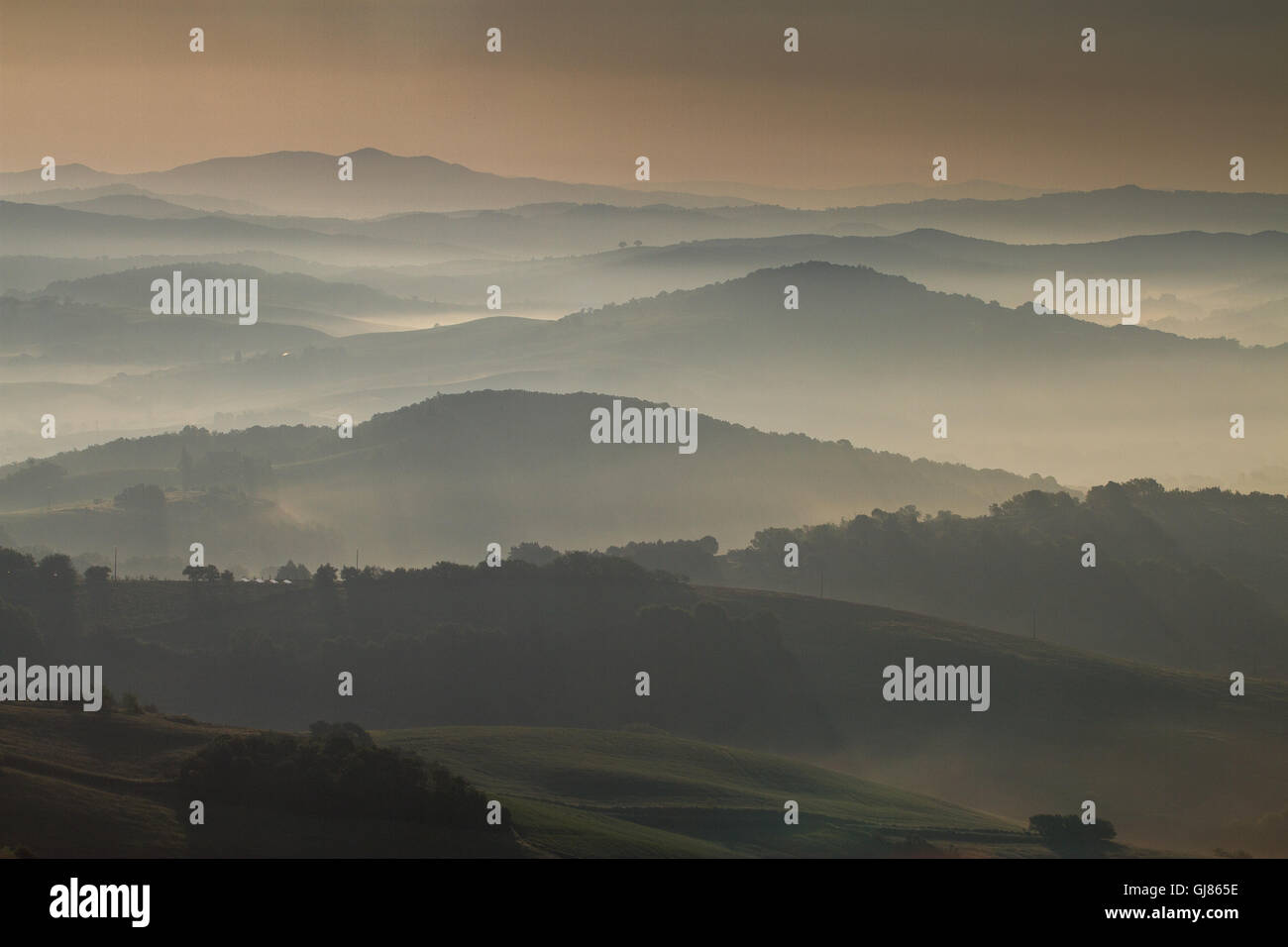 Guardistallo, Tuscany, Italy, view from the hill of Ricrio, landscape ...