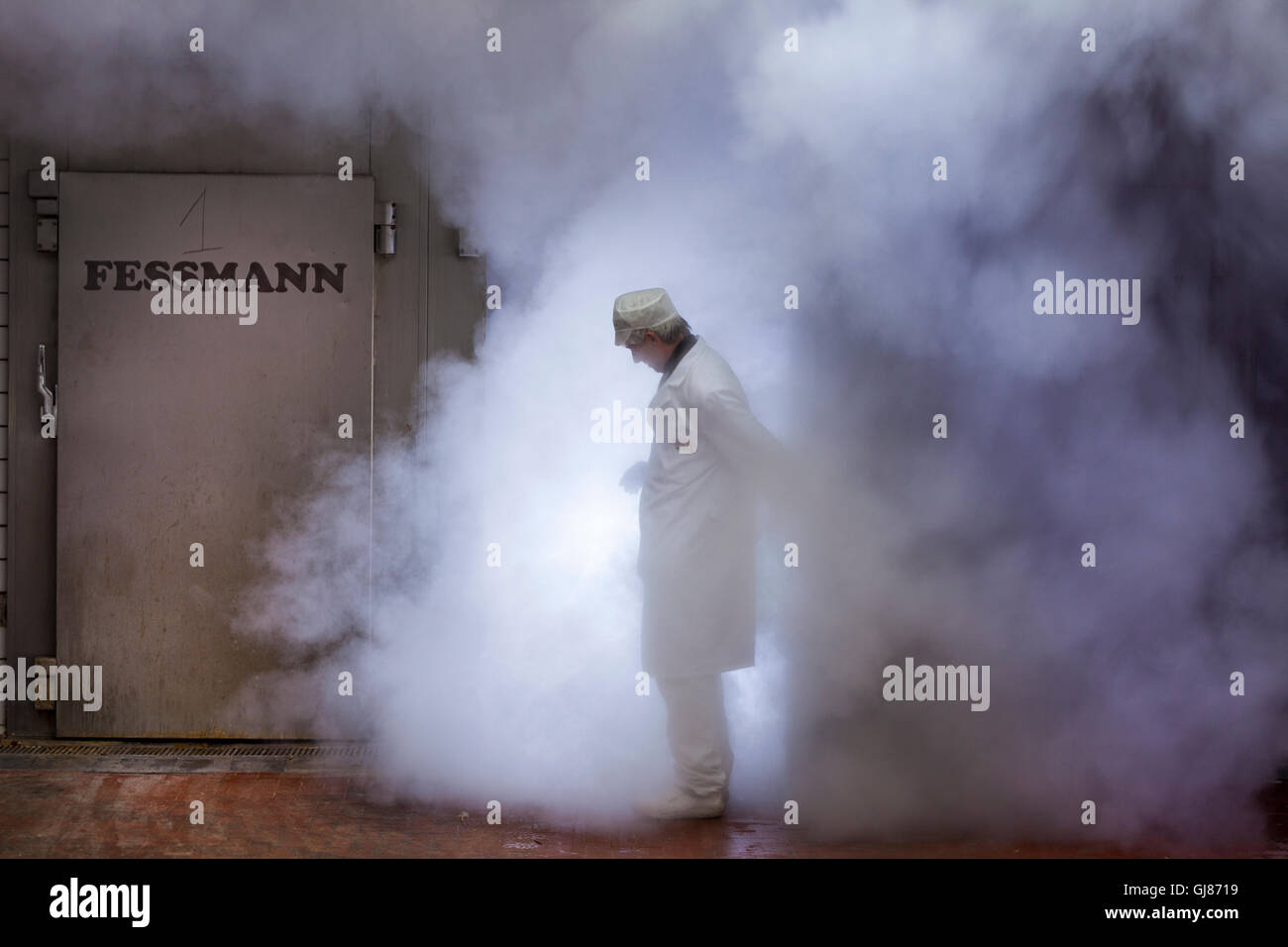 sausage and salami factory Stock Photo - Alamy