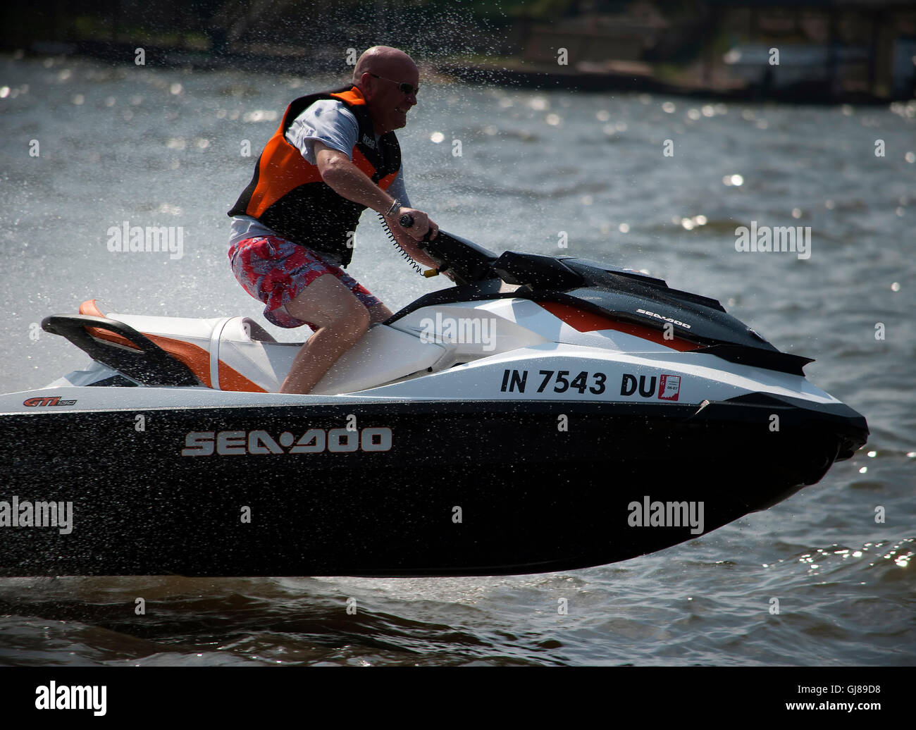 Watersports fun on Lake Shafer, Indiana, USA, North America Stock Photo ...