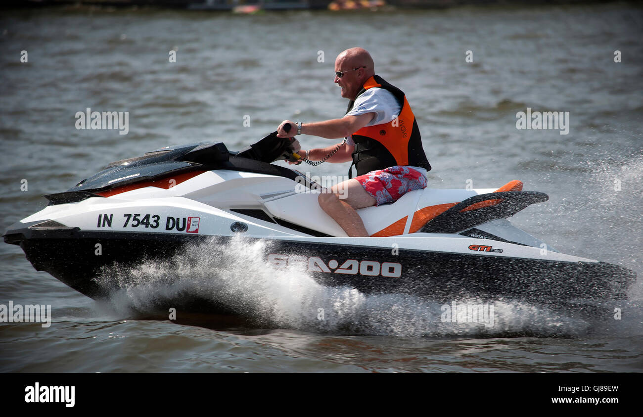 Watersports fun on Lake Shafer, Indiana, USA, North America Stock Photo ...