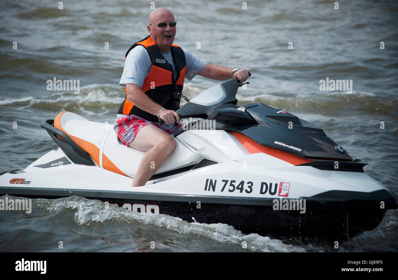 Watersports fun on Lake Shafer, Indiana, USA, North America Stock Photo ...