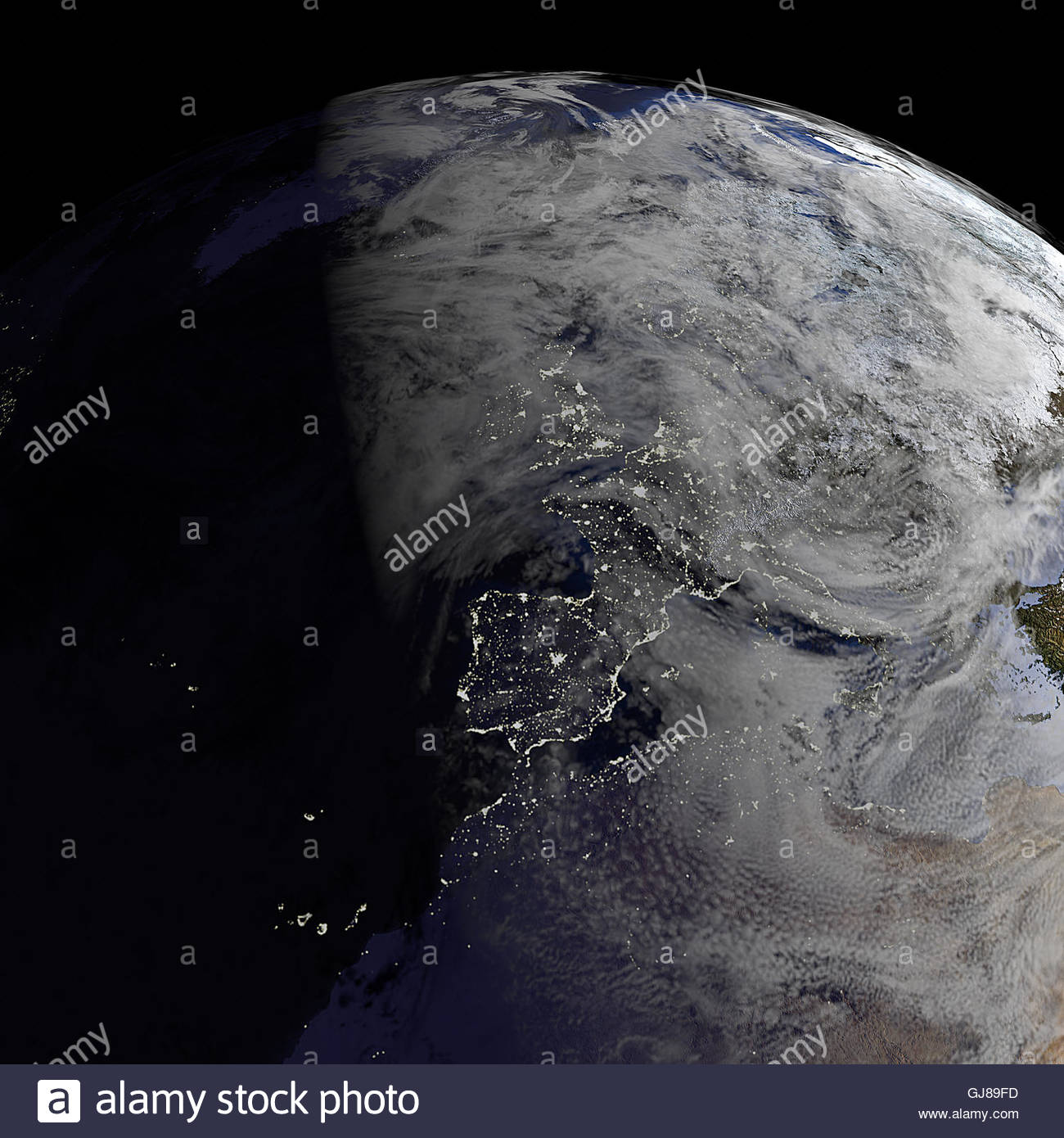 Map Planet Earth Night And Day Stock Photos & Map Planet Earth Night ...