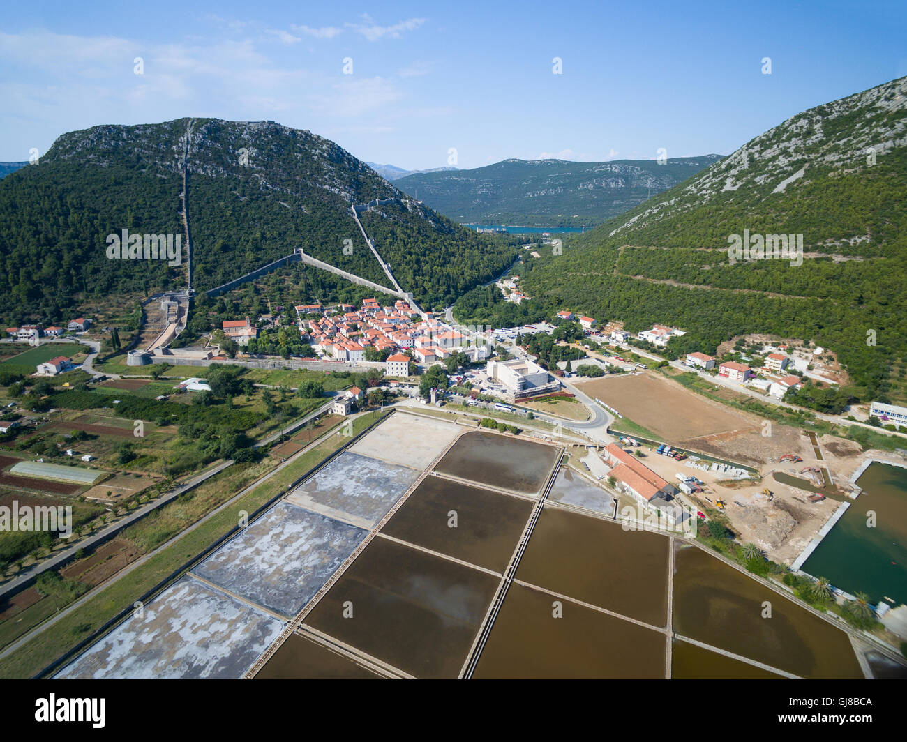 Aerial view of saltworks in Ston town Stock Photo - Alamy