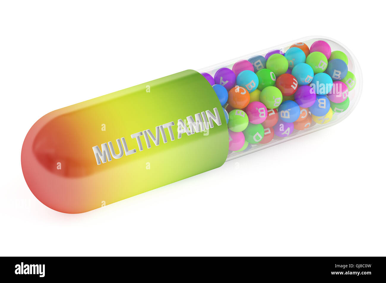 multivitamin capsule, 3D rendering isolated on white background Stock ...