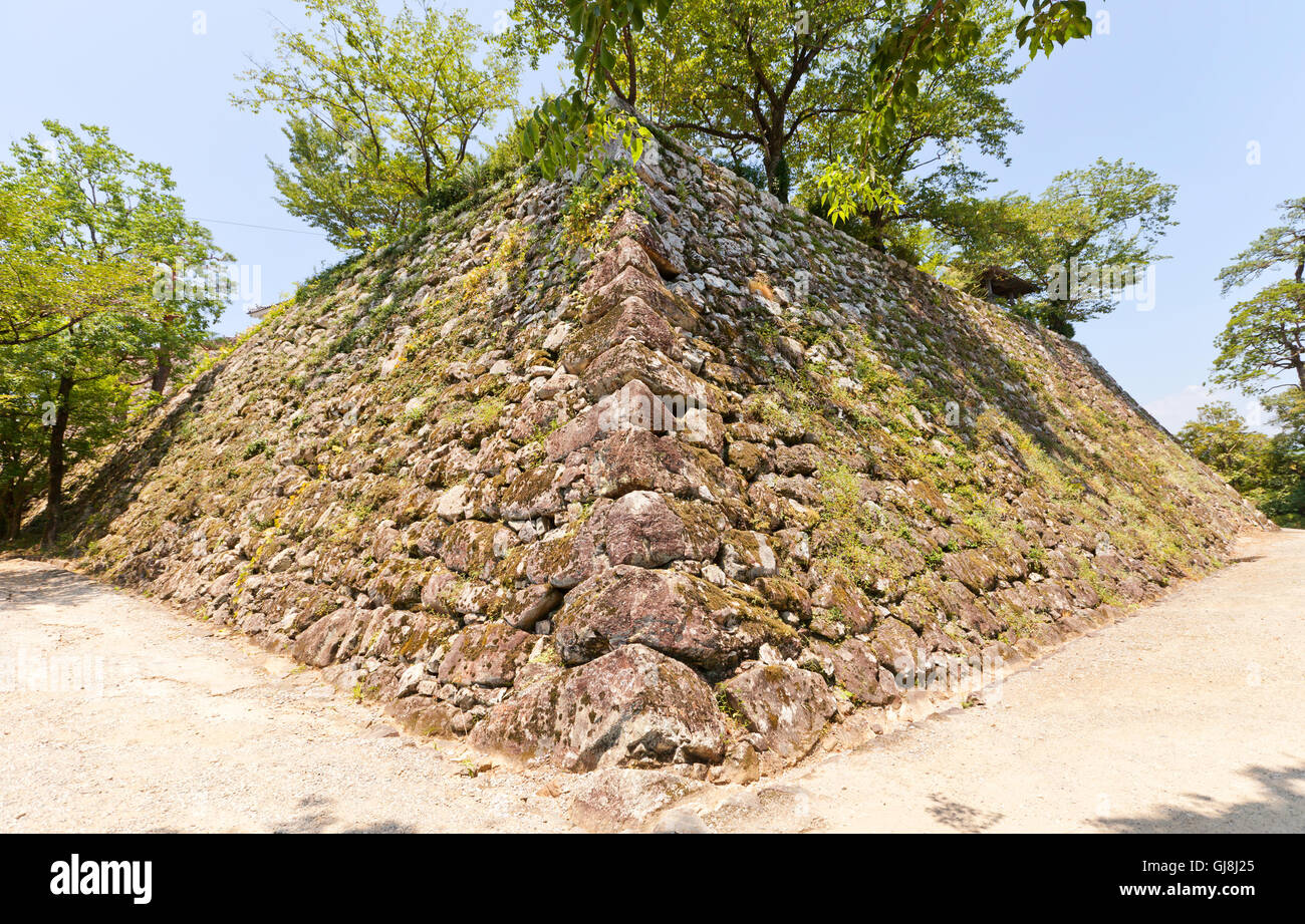 KOCHI, JAPAN - JULY 19, 2016: Stone walls (ishigaki) of Kochi castle ...