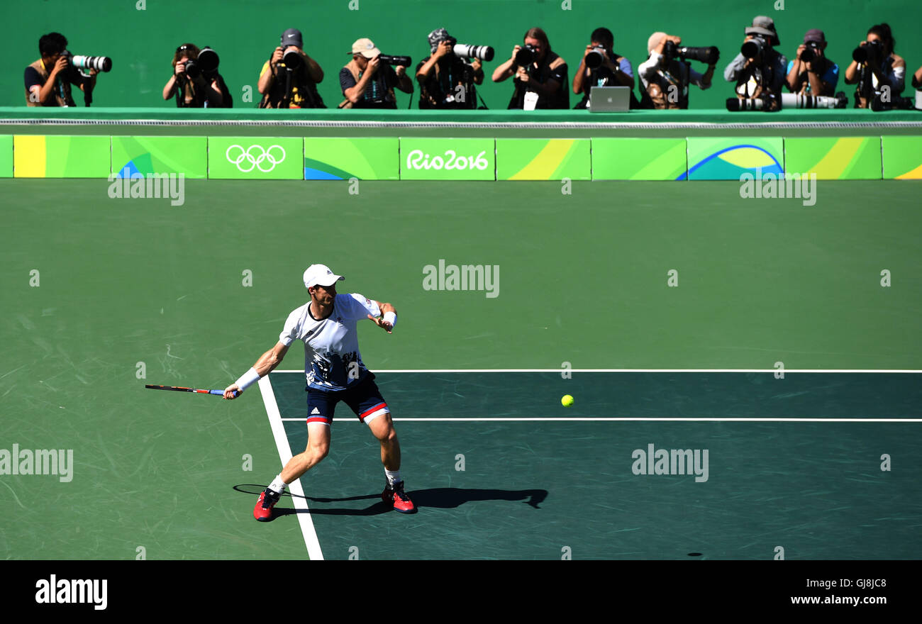 Rio De Janeiro, Brazil. 13th Aug, 2016. Britain's Andy Murray competes ...
