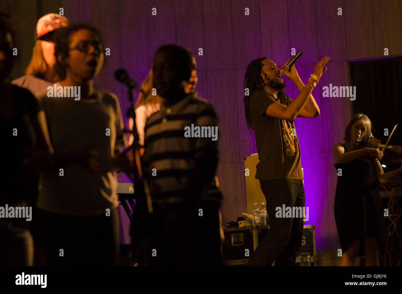 Denver, Colorado, USA. 12th Aug, 2016. Flobots members STEPHEN ''BRER ...