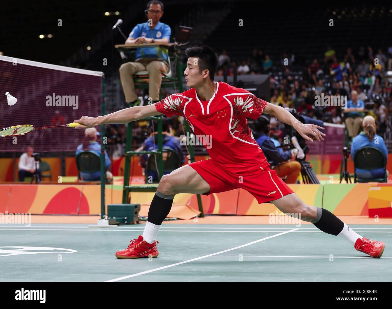 Rio De Janeiro, Brazil. 13th Aug, 2016. China's Chen Long returns the ...