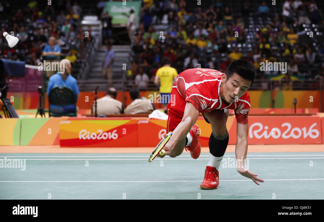 Rio De Janeiro, Brazil. 13th Aug, 2016. China's Chen Long returns the ...