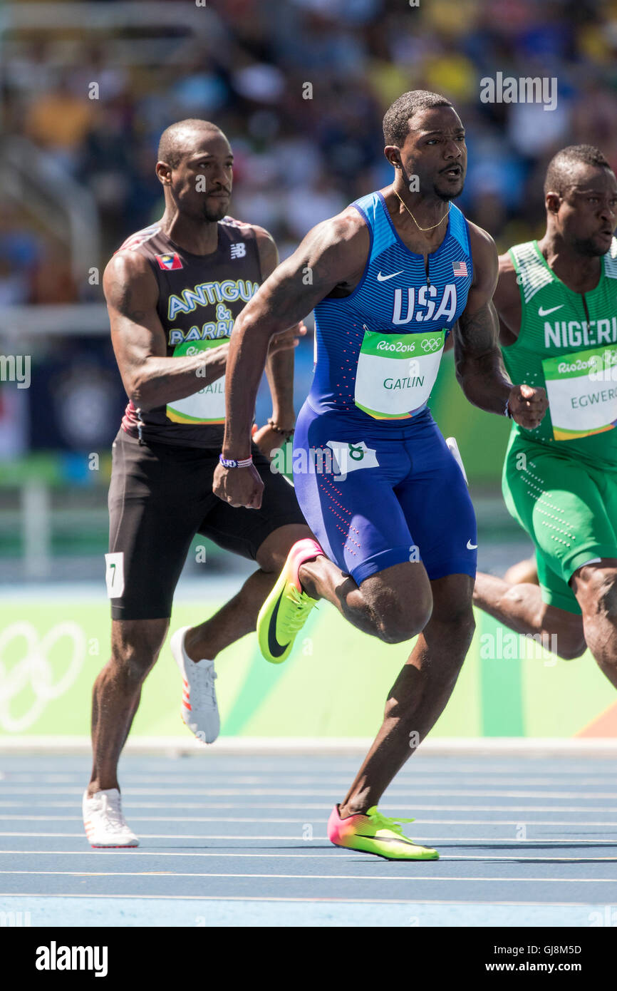Rio de Janeiro, Brazil. 13th Aug, 2016. Justin Gatlin (USA) competing ...