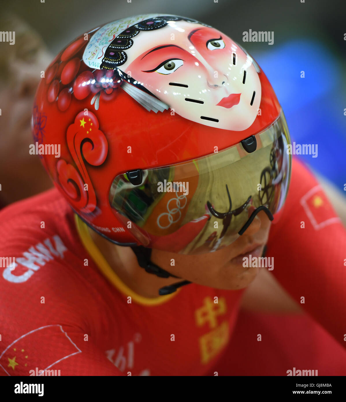 Rio de Janeiro, Brazil. 13th Aug, 2016. Tianshi Zhong of China wears a ...