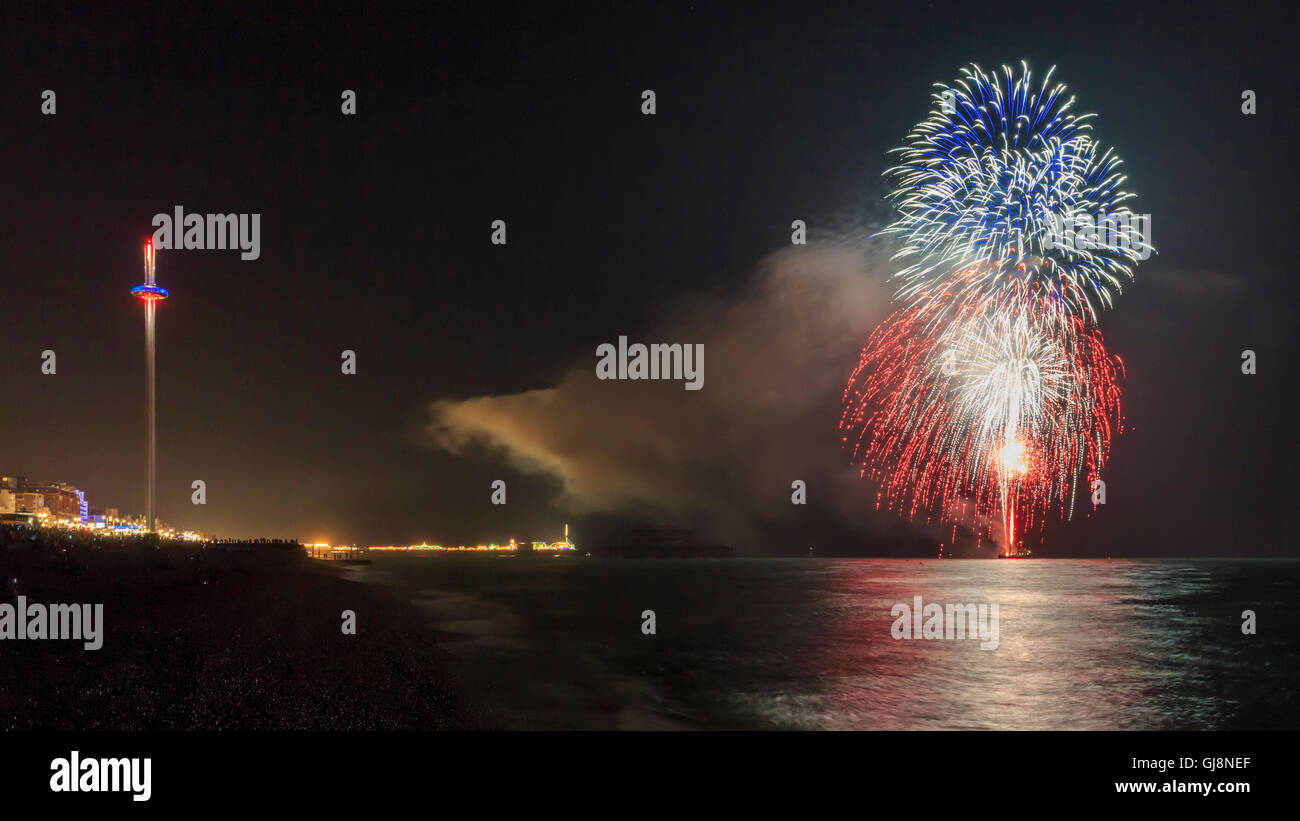 Brighton, East Sussex, UK. 13th Aug, 2016. The fireworks display and ...