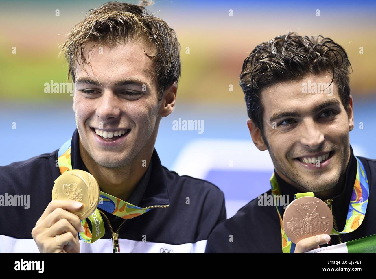 Rio De Janeiro, Brazil. 13th Aug, 2016. Gregorio Paltrinieri (L) and ...