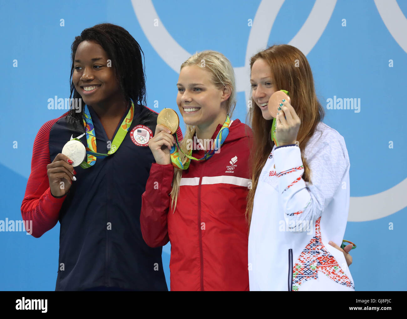 Rio De Janeiro, Brazil. 13th Aug, 2016. Pernille Blume of Denmark (C ...