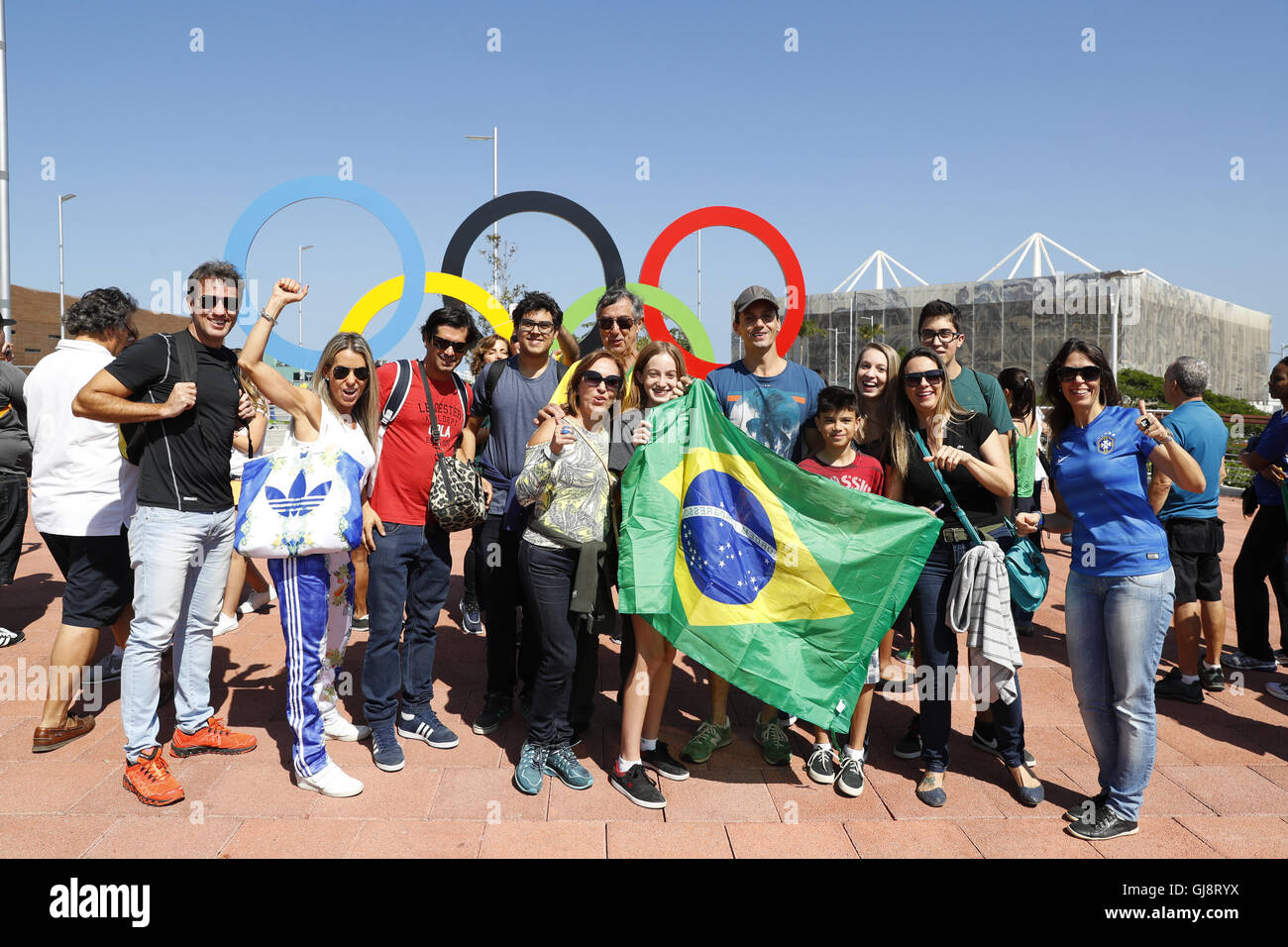 Fans, Olympic : AUGUST 13, 2016 - : Fans pose for pictures in Olympic ...