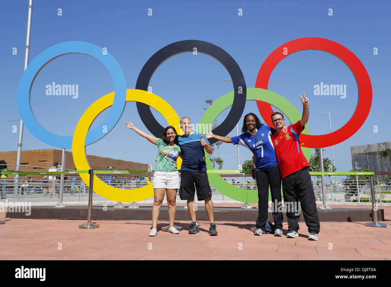 Fans, Olympic : AUGUST 13, 2016 - : Fans pose for pictures in Olympic ...