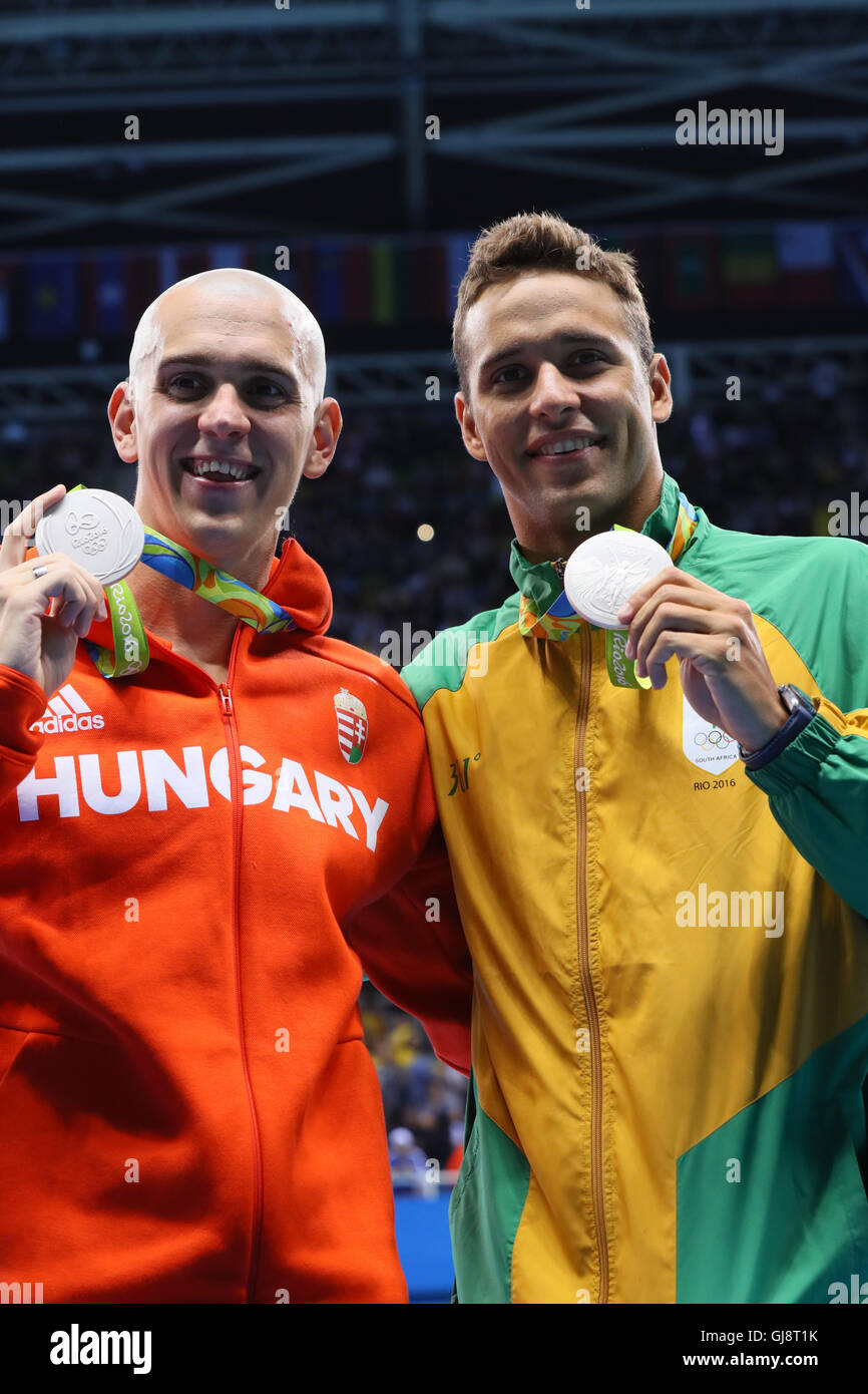 Rio de Janeiro, Brazil. 12th Aug, 2016. (L-R) Laszlo Cseh (HUN), Chad ...