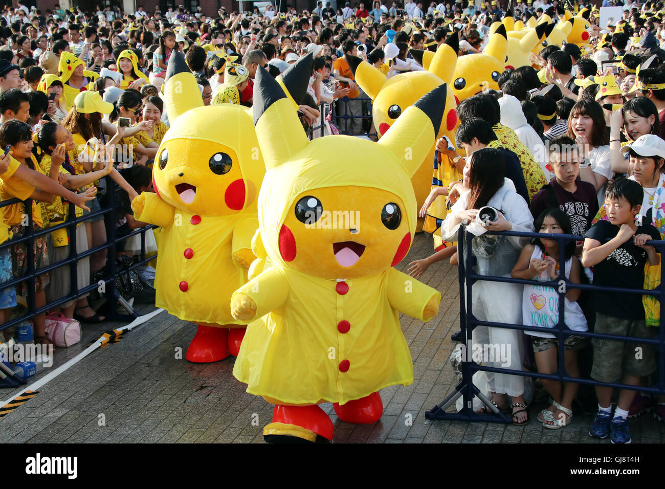 Yokohama, Japan. 12th Aug, 2016. Pikachu characters, Nintendo's ...