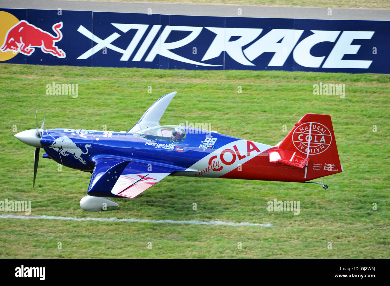 Ascot, UK. 13th August, 2016. Matt Hall (AUS) landing in his MX ...