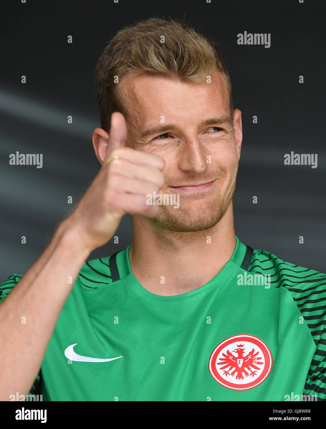Frankfurt, Germany. 14th Aug, 2016. Frankfurt's goalkeeper Lukas ...