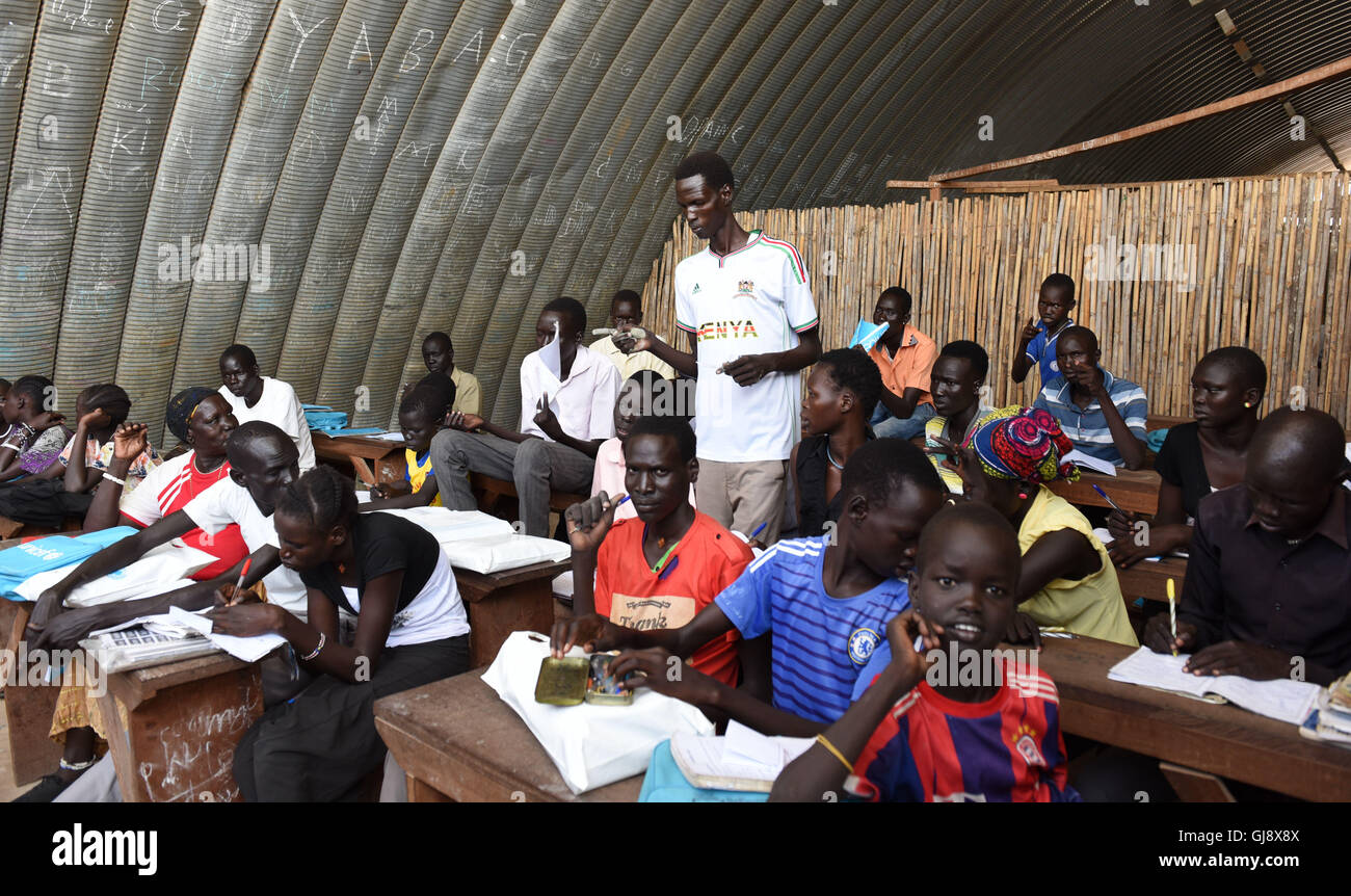 Juba, South Sudan. 11th Aug, 2016. Students take their class inside the ...