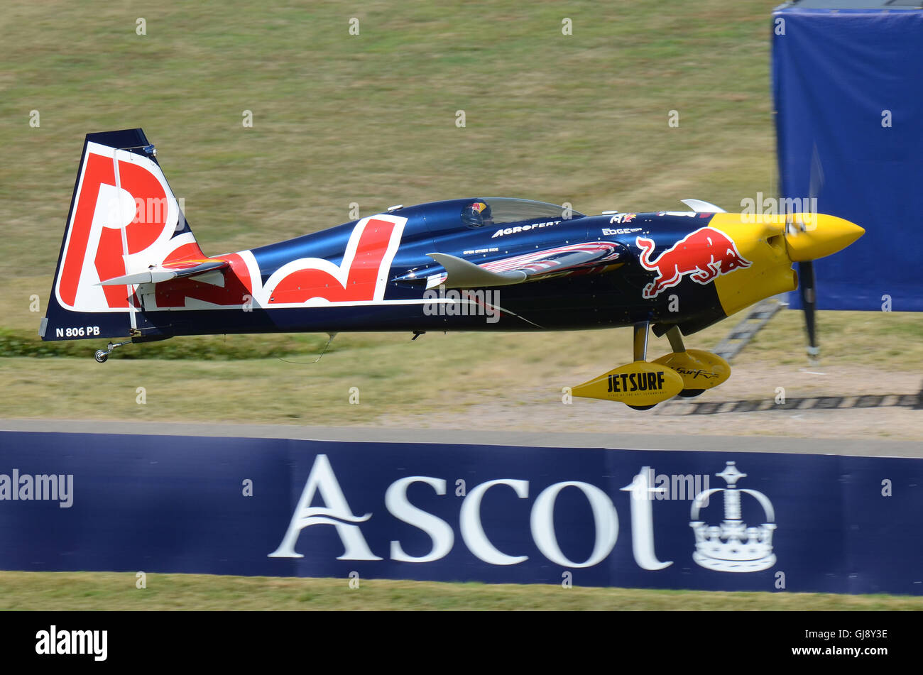 Red Bull Air Race series took place around Ascot racecourse. Pilot ...