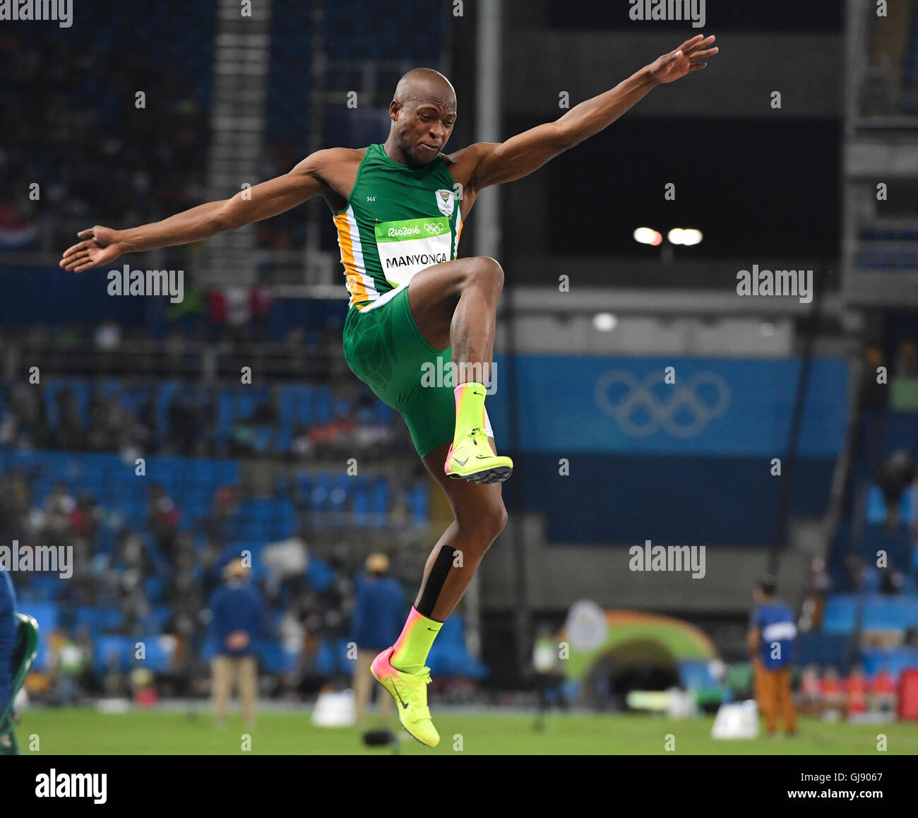 RIO DE JANEIRO, BRAZIL - AUGUST 13: Luvo Manyonga of South Africa in ...