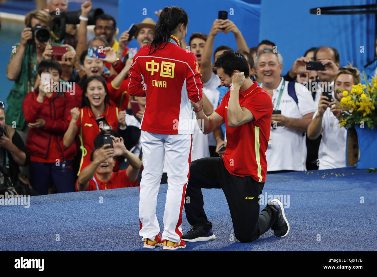 Rio De Janeiro, Olympic diver Qin Kai of China after the awarding ...