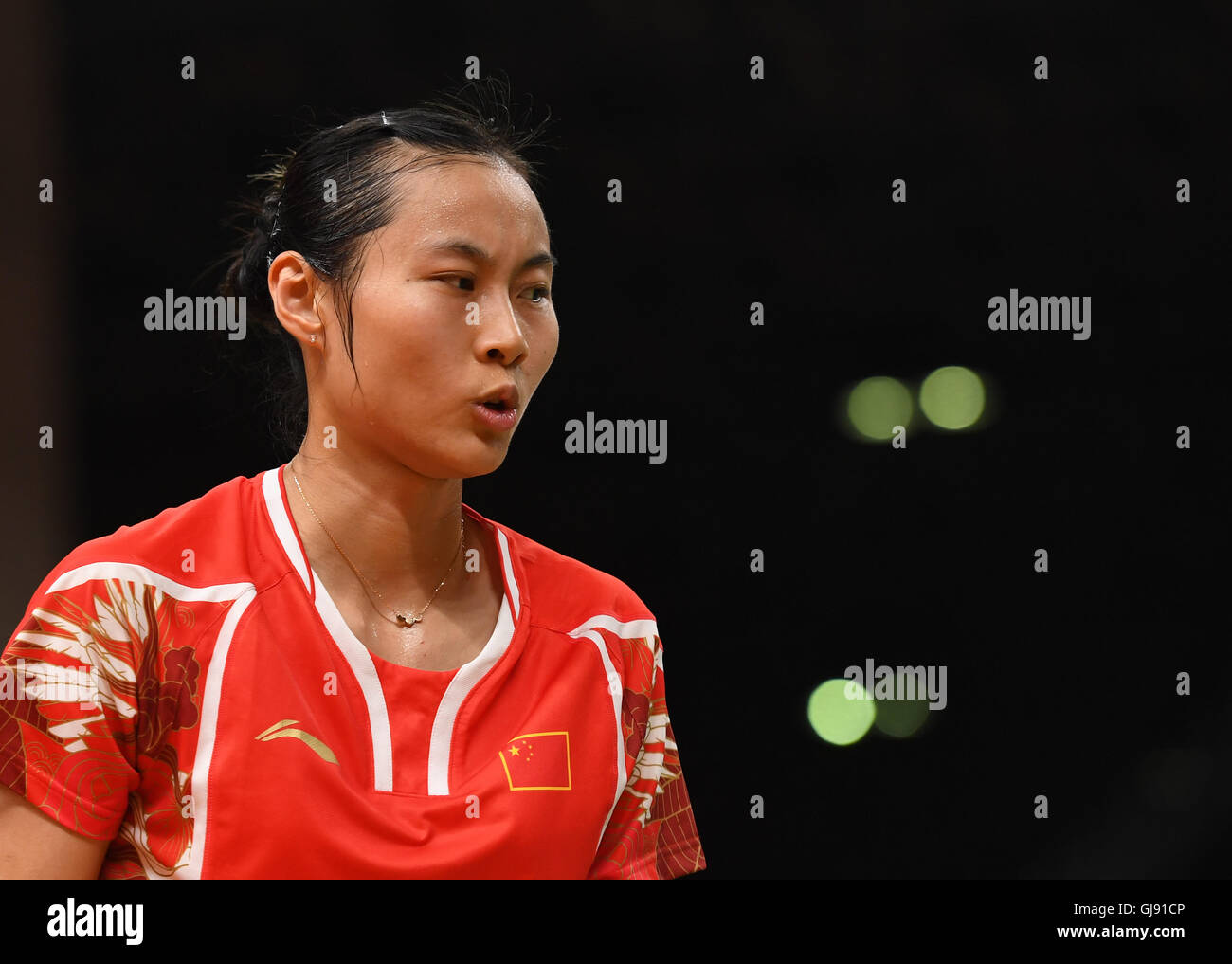 Rio De Janeiro, Brazil. 14th Aug, 2016. China's Wang Yihan competes ...