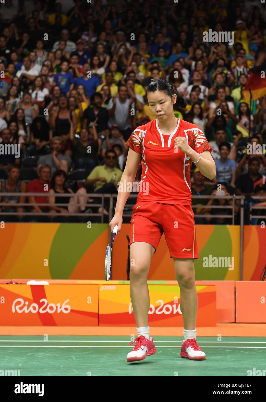 Rio De Janeiro, Brazil. 14th Aug, 2016. China's Li Xuerui celebrates ...