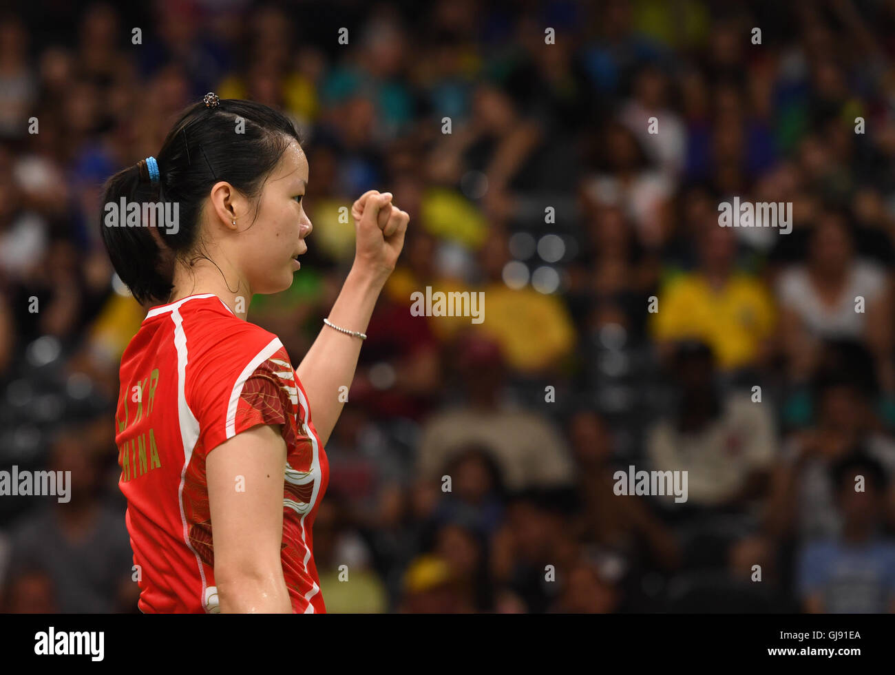 Rio De Janeiro, Brazil. 14th Aug, 2016. China's Li Xuerui celebrates ...