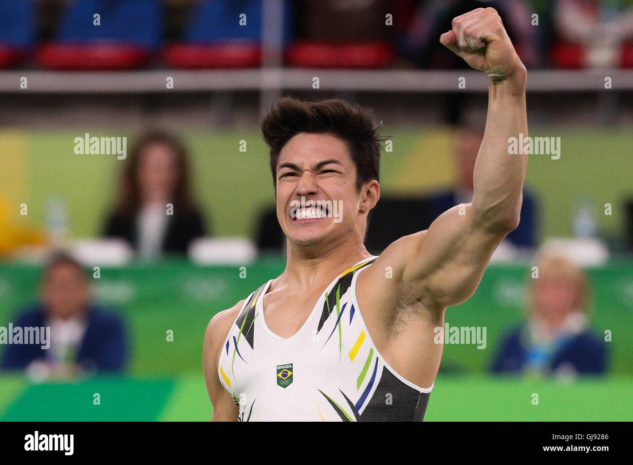Rio De Janeiro, Brazil. 14th Aug, 2016. Arthur Mariano of Brazil reacts ...