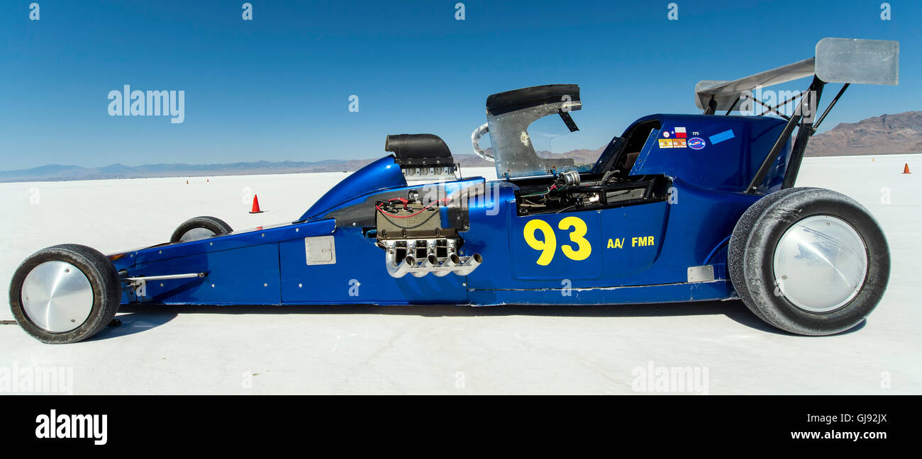 Wendover, Utah, USA. 14th Aug, 2016. A race car is staged for its run ...