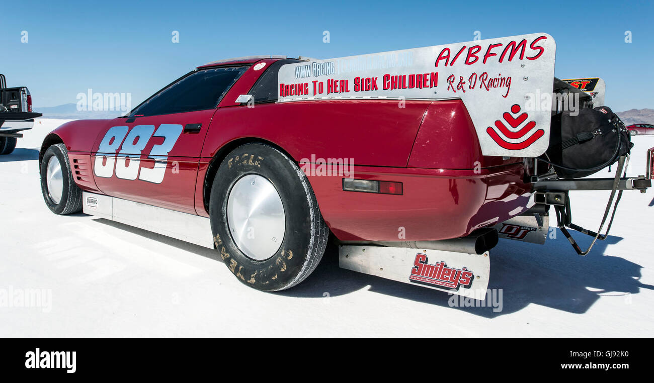 Wendover, Utah, USA. 14th Aug, 2016. A race car is placed in line for ...