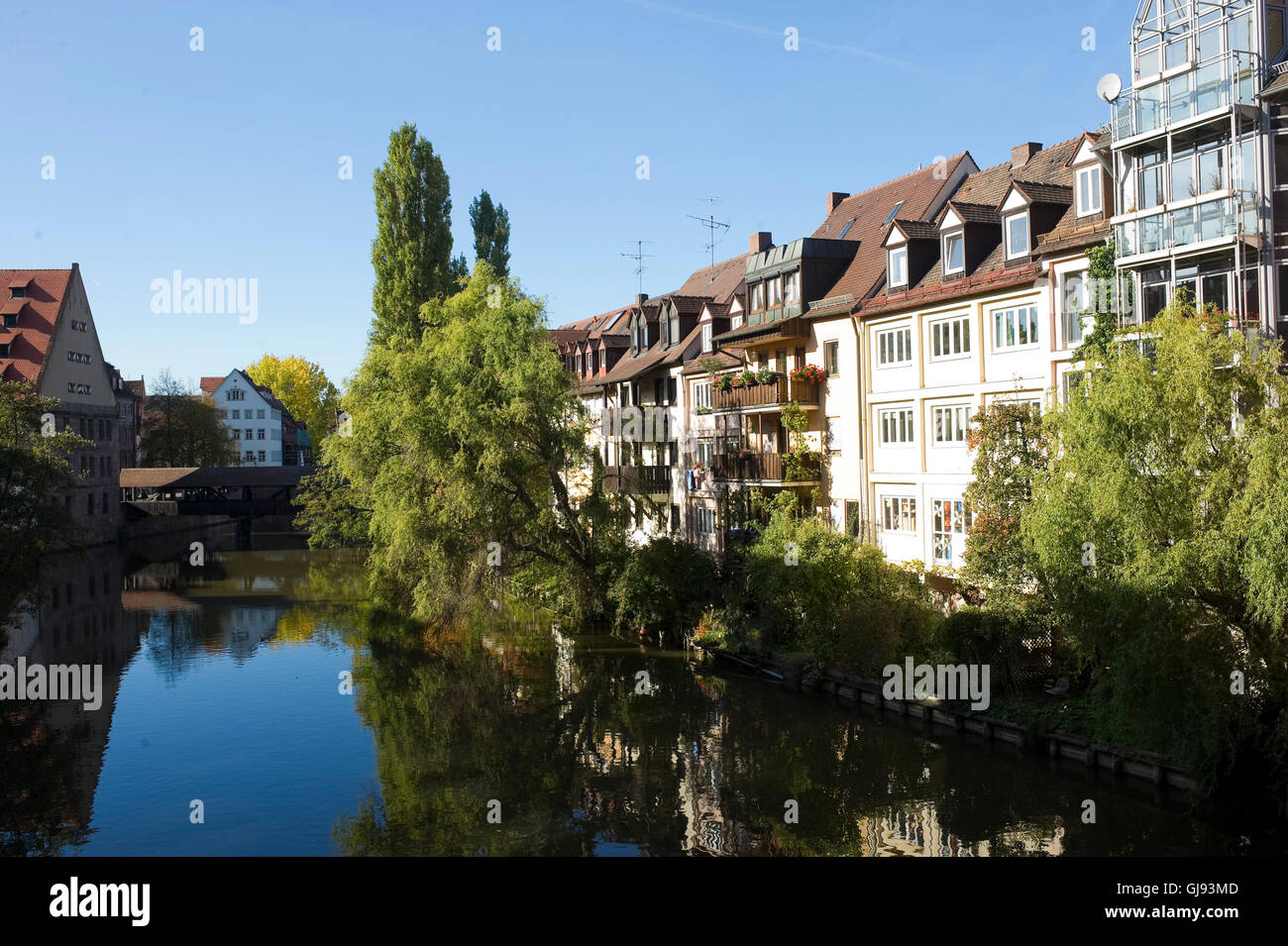 Near the central square of Nuremberg, Germany Pegnitz River Stock Photo ...