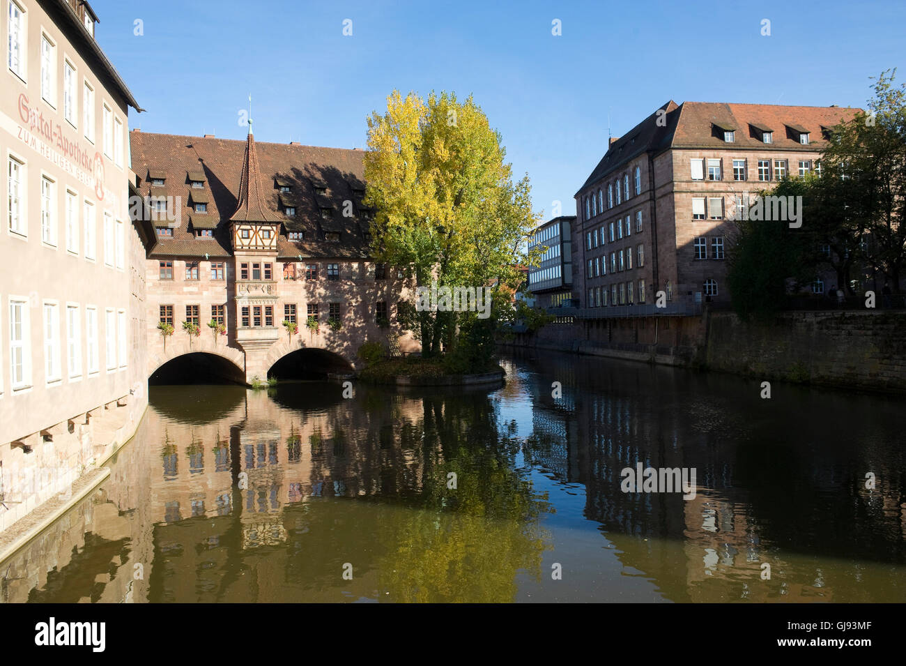 Near the central square of Nuremberg, Germany Pegnitz River Stock Photo ...