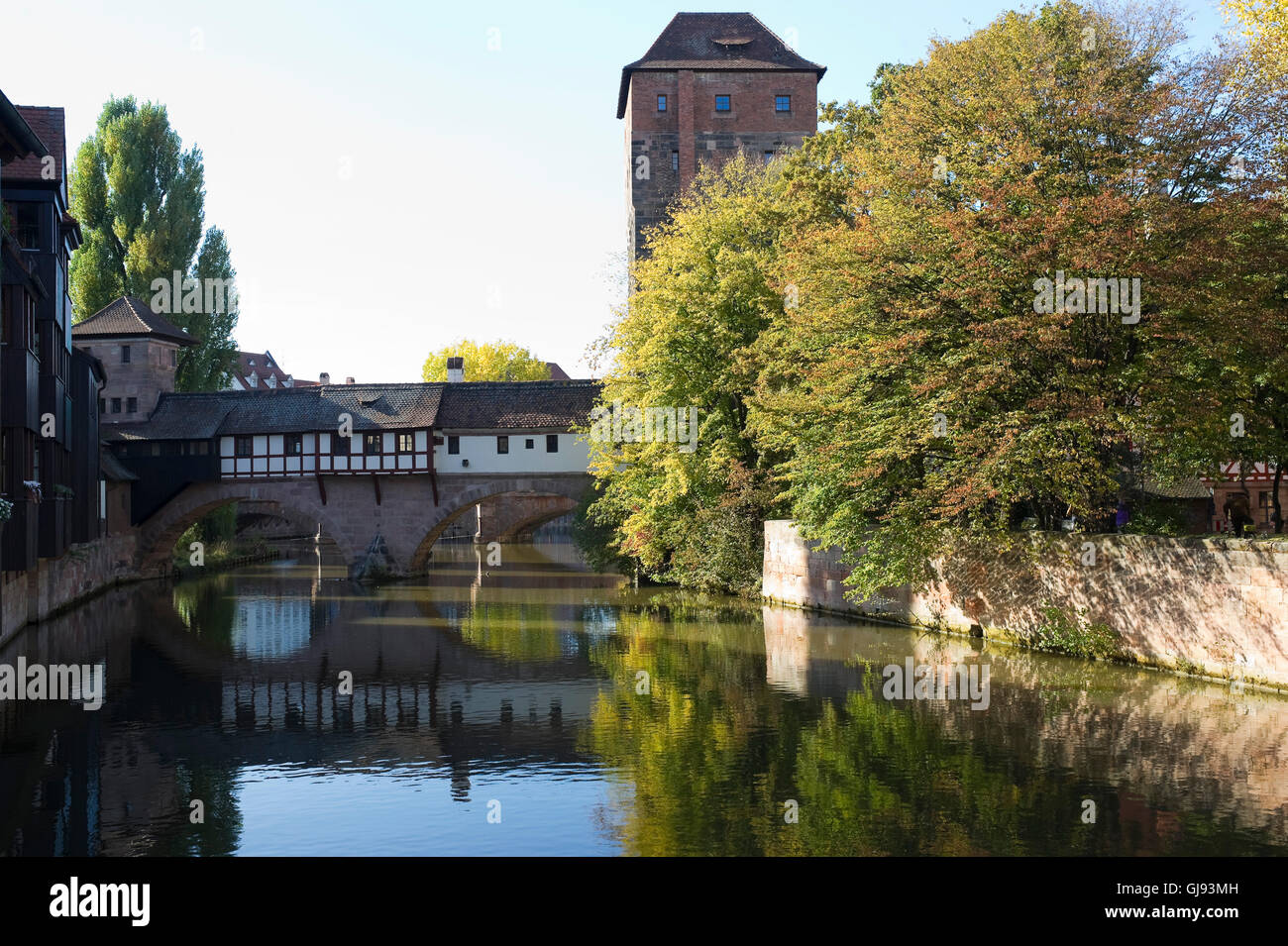 Near the central square of Nuremberg, Germany Pegnitz River Stock Photo ...