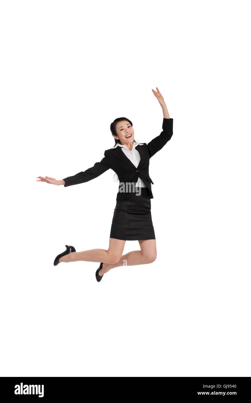 Business lady jumping hi-res stock photography and images - Alamy