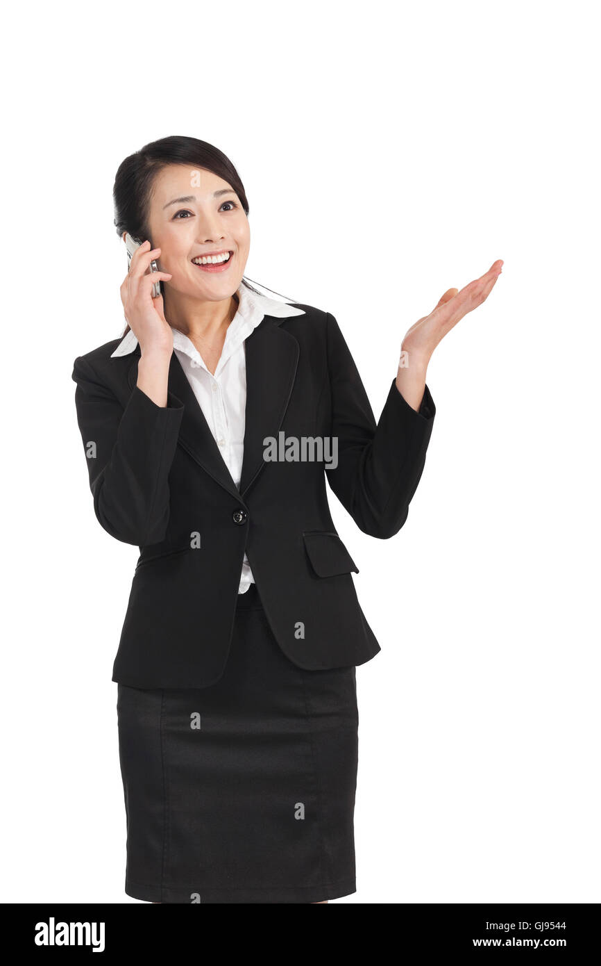 Studio shot Business lady call Stock Photo - Alamy