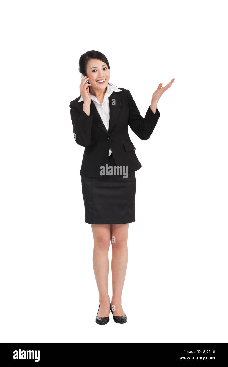 Studio shot Business lady call Stock Photo - Alamy