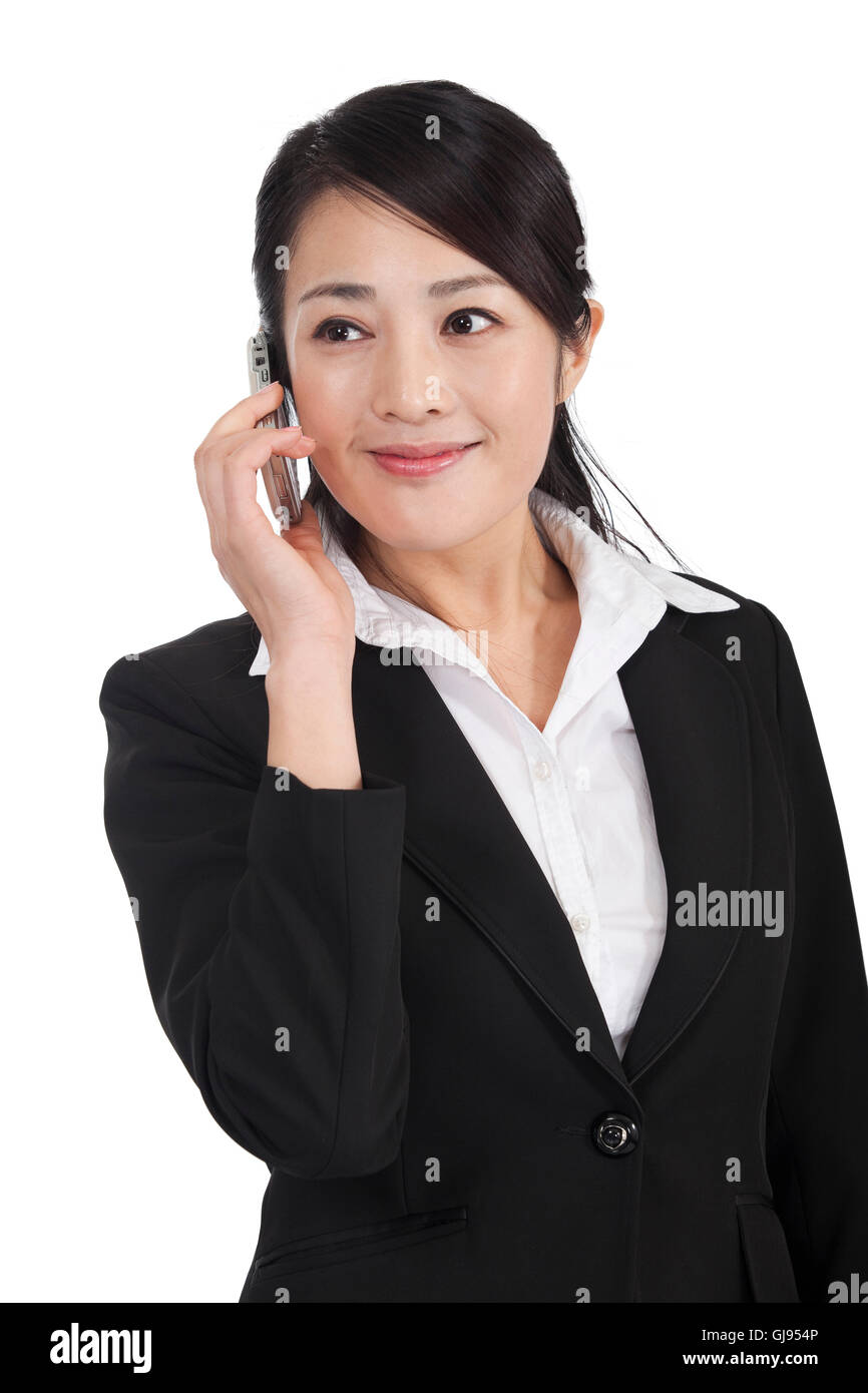 Studio shot Business lady call Stock Photo - Alamy