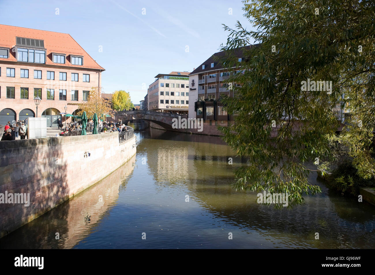 Near the central square of Nuremberg, Germany Pegnitz River Stock Photo ...